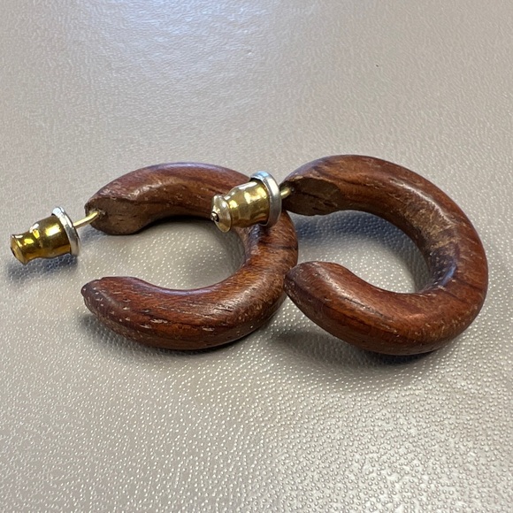 Hand Crafted | Jewelry | Vintage Handcrafted Wooden Hoops On Post ...